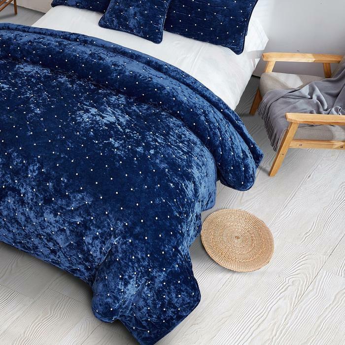 Tache Luxury Soft Plush Velvet Royal Blue Diamond Tufted Coverlet ...