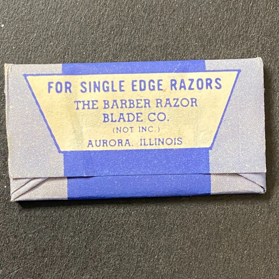 Barber Blade Brand Aurora, IL Vintage Shaving Razor Blade Packet c1940 ...