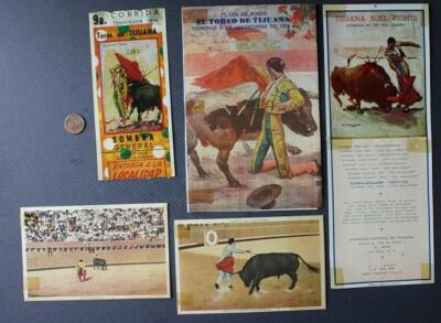 1954 Tijuana Mexico Bull Fighting 5 FIVE tourist brochure program ...