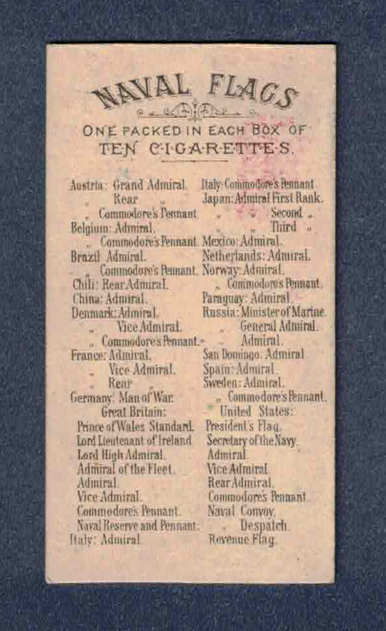 VICE ADMIRAL, FRANCE 1886 N17 Allen & Ginter Naval Flags | eBay