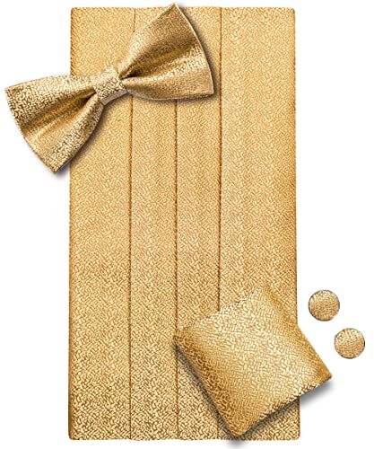 Mens Dark Gold Cummerbund and Bowtie Set Silk Adjustable Cummerbund for ...