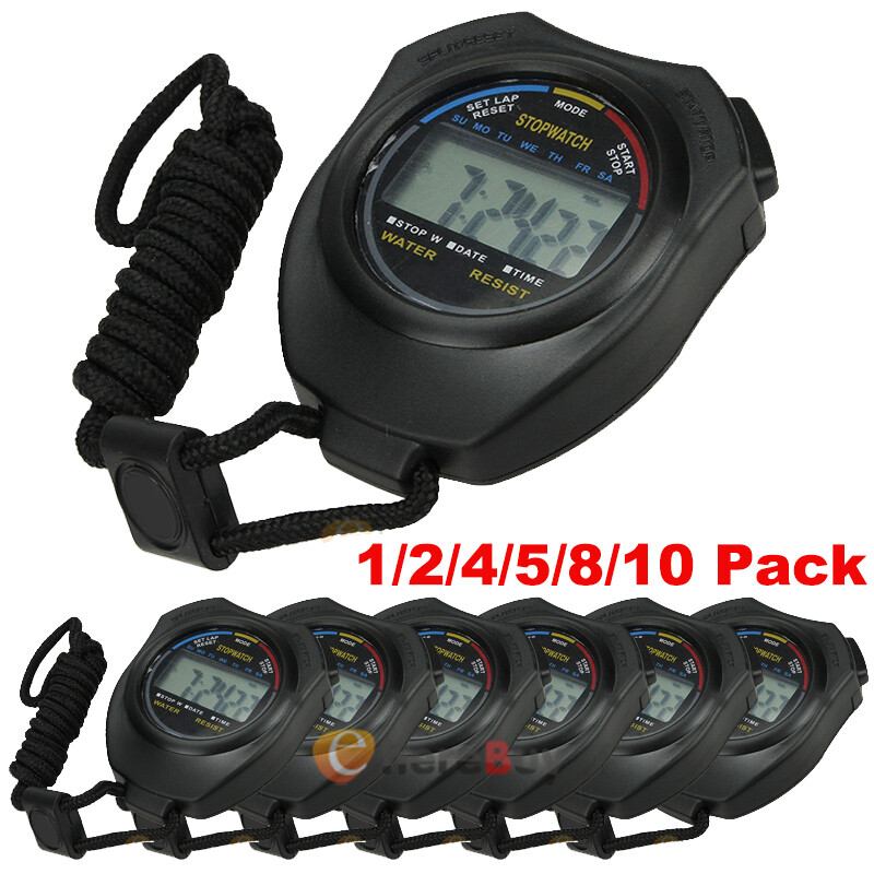 1-10 Pack Digital Stopwatch Sports Counter Chronograph Date Timer ...