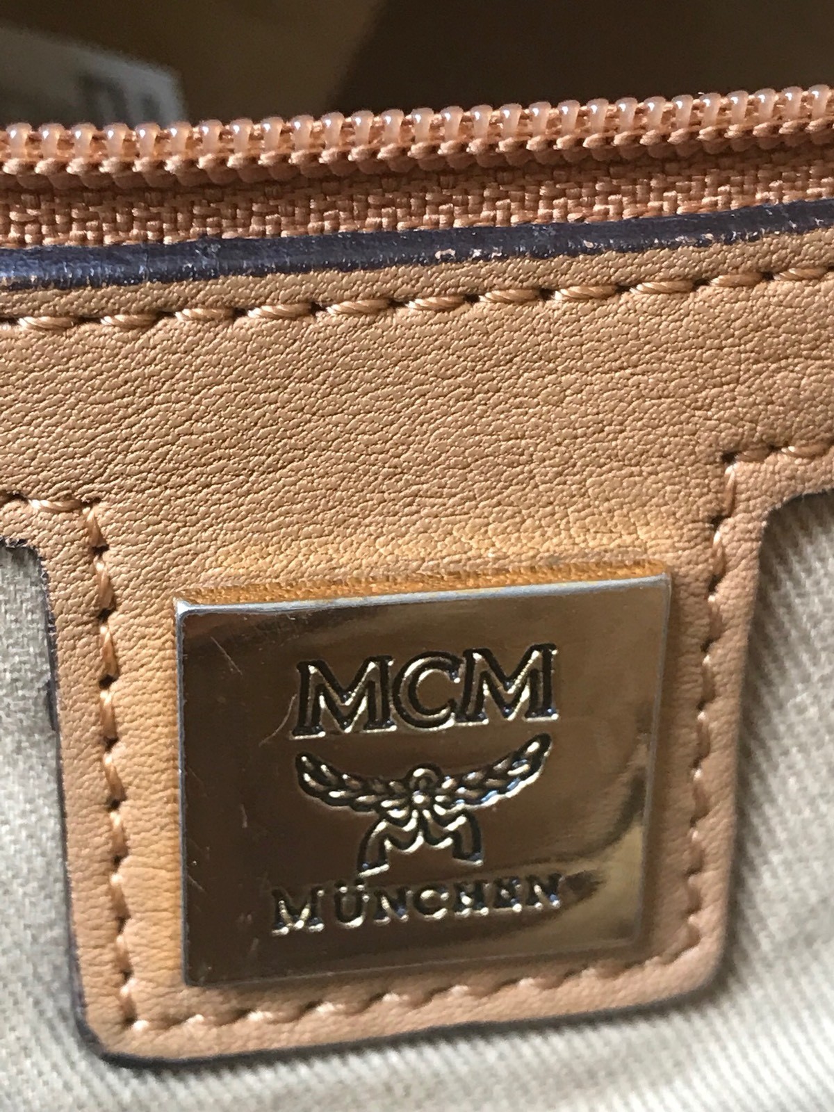 Authentic MCM Logos Pattern Cognac Shoulder Tote Bag PVC Leather | eBay