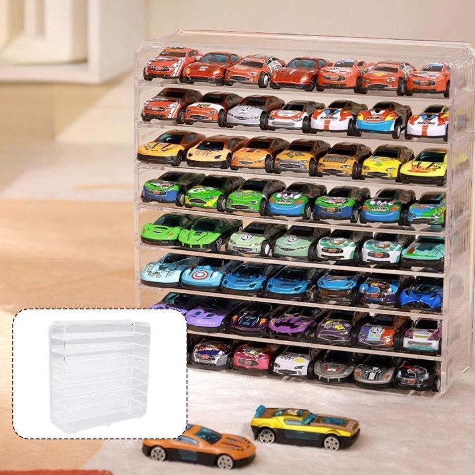 1:64 Acrylic Display Box For 8 Wheels Car Model Toy Rack Cabinet Door ...