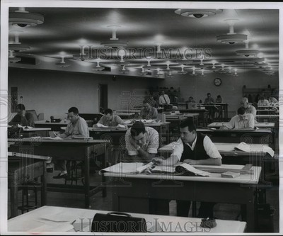 1956 Press Photo Drafting tables at the Wisconsin Highway Commission ...