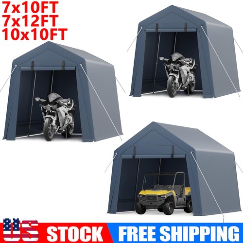 7x10/7x12/10x10' Outdoor Storage Carport Portable Motorcycle Garage ...
