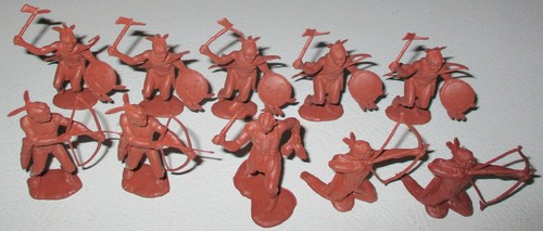 Marx 1950s-1960s Fort Apache Orange- Brown Indians Lot Two Color ...