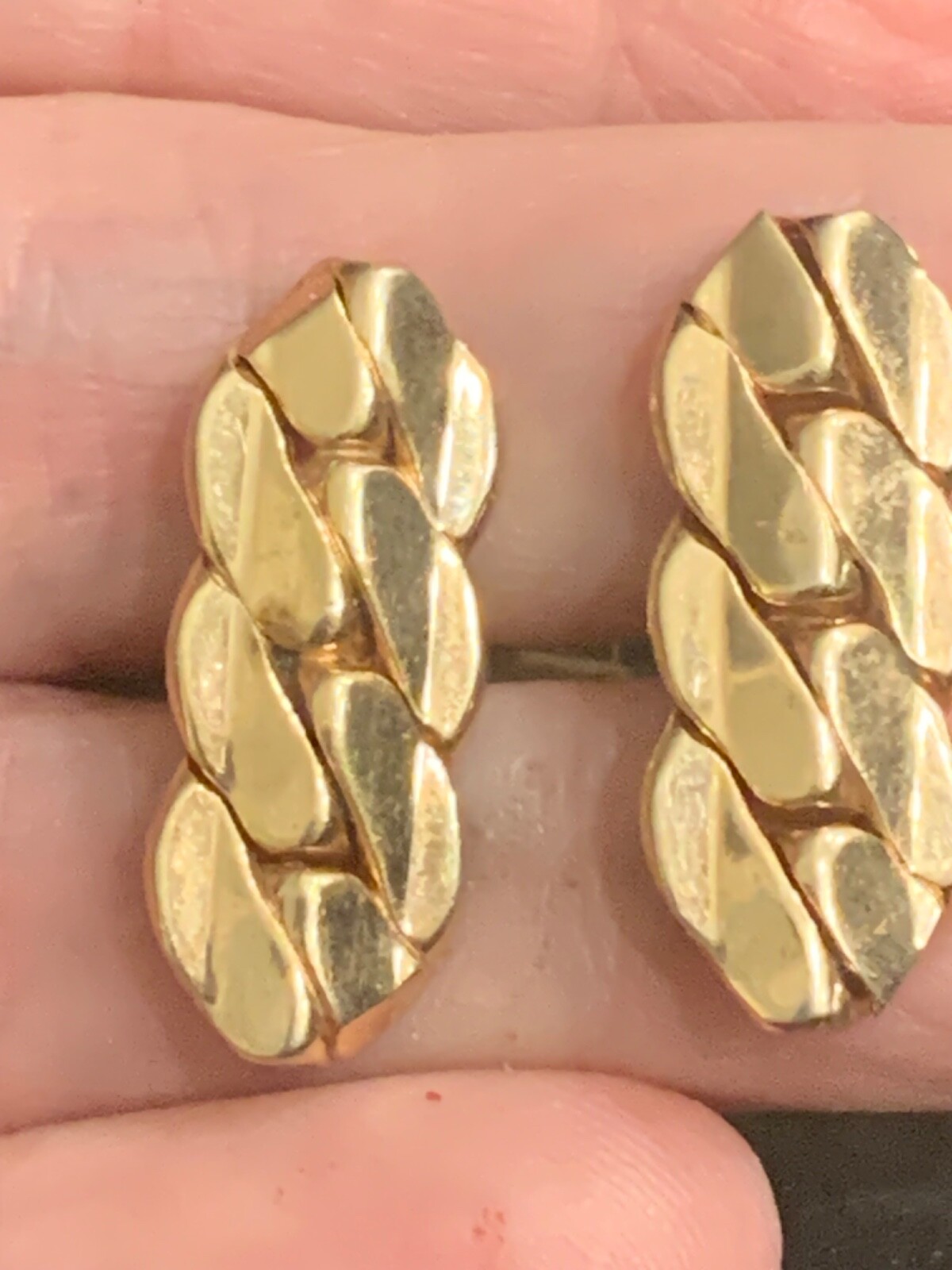 Vintage Swank Goldtone Chain Link Design Cufflinks - Gem