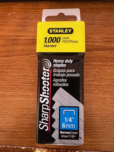 Stanley SharpShooter Heavy-Duty Tacker Staples 1/4" Leg Length 1000/Box ...