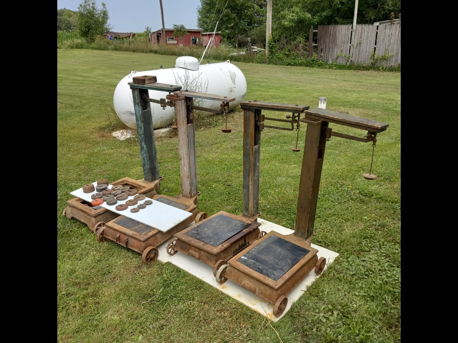 Antique grain scales,set of four with various weights | eBay