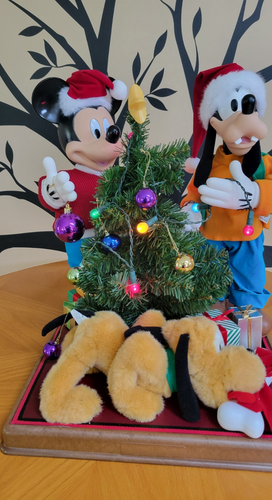 Telco Disney Mickey Goofy Pluto Christmas Trimming Tree Animated w/ Box ...