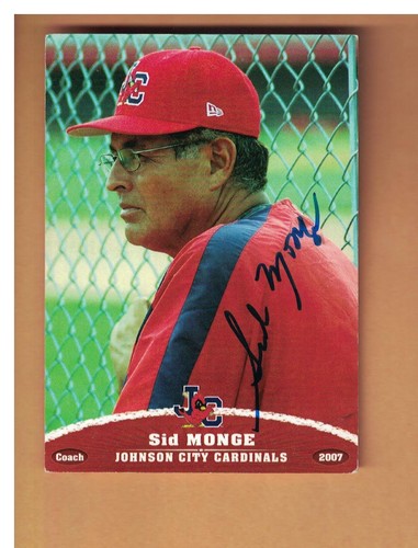 Sid Monge AUTOGRAPHED 2007 JOHNSON CITY CARDINALS Grandstand Baseball ...
