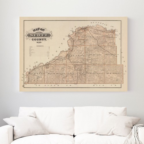 Old Map of Scott County, MN 1874 - Vintage Minnesota Art | eBay