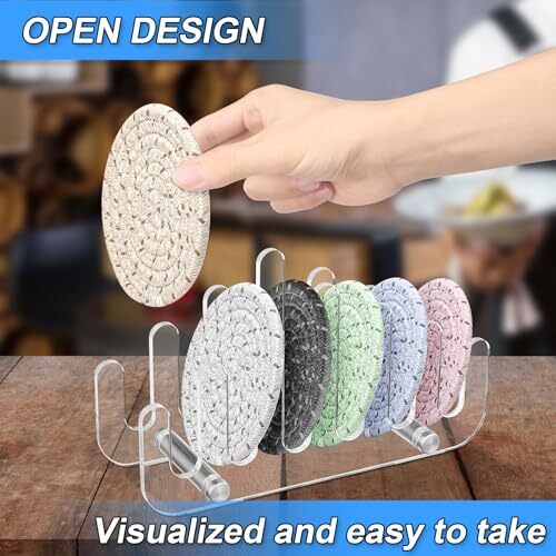 Clear Acrylic Coaster Holder, 7 Grids Anti Slip Coaster Organizer ...