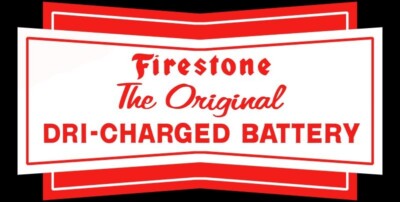 Firestone: The Original Dri-Charged Battery DIECUT NEW Sign 18" Wide ...