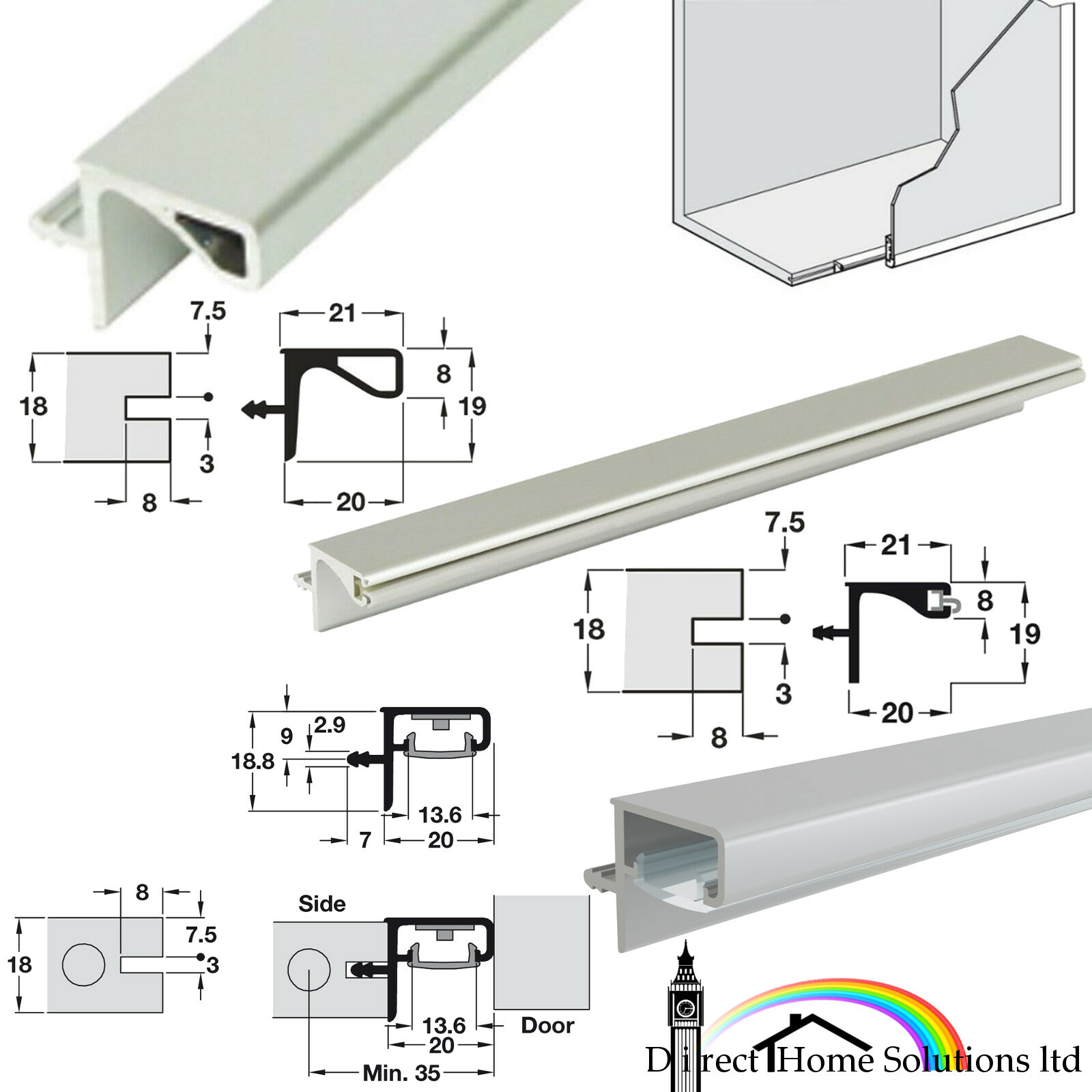 Hafele Gola System A Profile Handle 3.9m Horizontal Fixing Under Wall ...