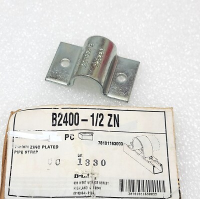 B-Line B2400-1/2 ZN Strut Pipe Clamp Strap ~ Zinc Plated ~ 1/2" ~ 2 ...