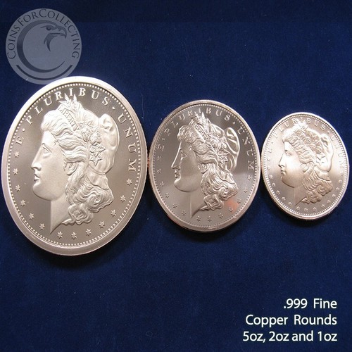 "Morgan" 3 Round Set" .999 Copper Rounds 5oz, 2oz and 1oz - 3 Rounds | eBay