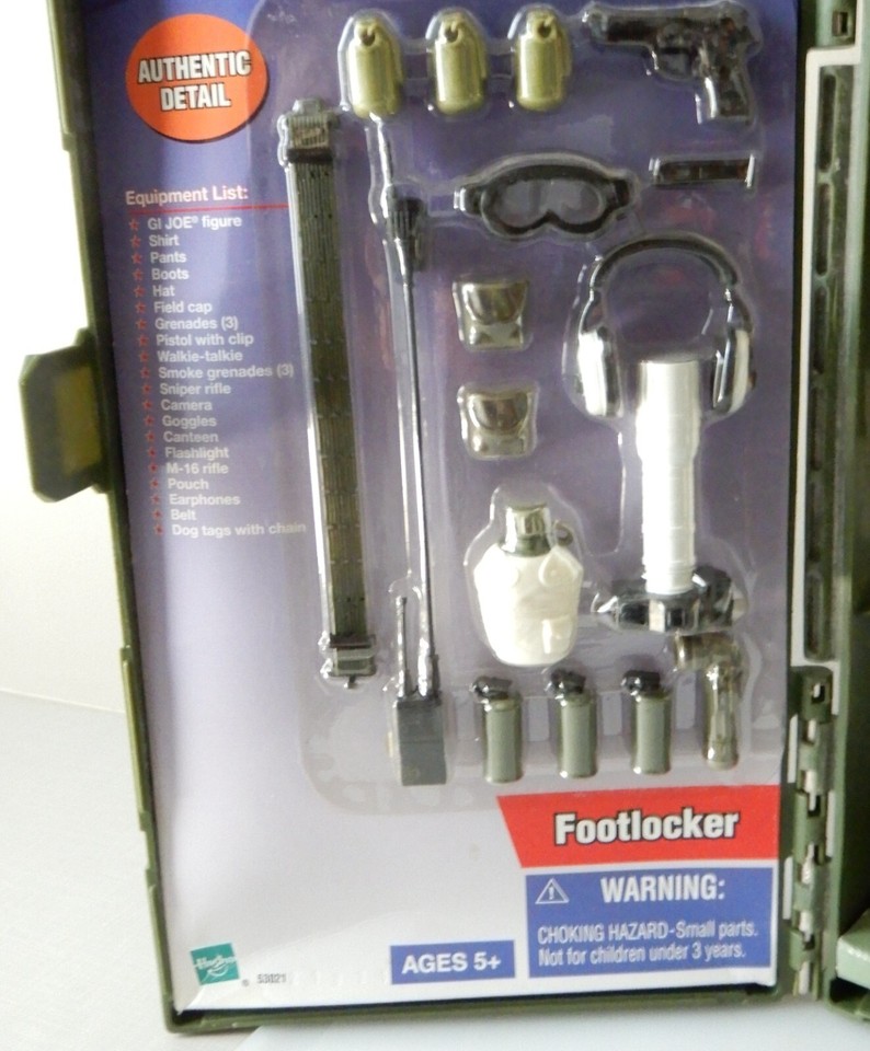 Vtg 2001 GI JOE Footlocker with Sniper Gear; Joe + Gear are Factory ...