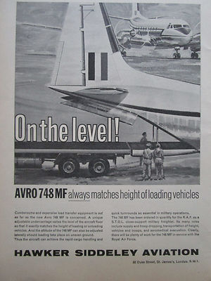 4/1963 PUB HAWKER SIDDELEY AVRO 748 MF RAF TRANSPORT COMMAND ORIGINAL ...