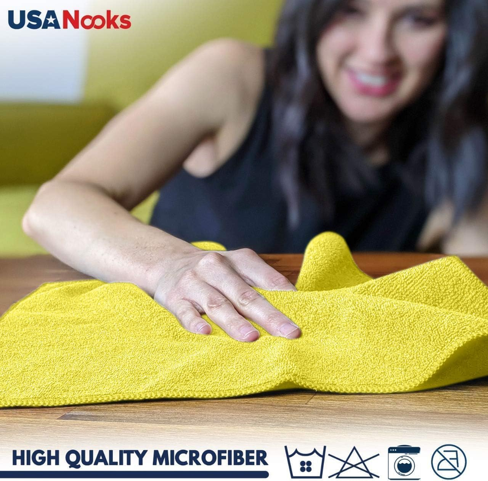 Microfiber Cleaning Cloth Yellow - 100 Pcs 12.5"X12.5" - High ...