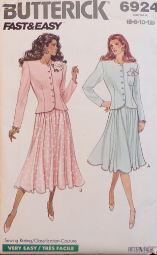 Butterick Sewing Pattern 6924 Misses Top Skirt Wedding Evening Sizes 6 ...