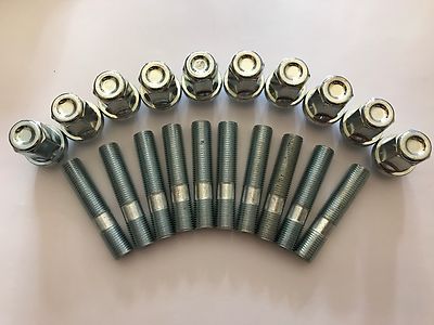 10 X M12X1.25 ALLOY WHEEL STUDS + NUT CONVERSION 60mm LONG FITS CITROEN ...