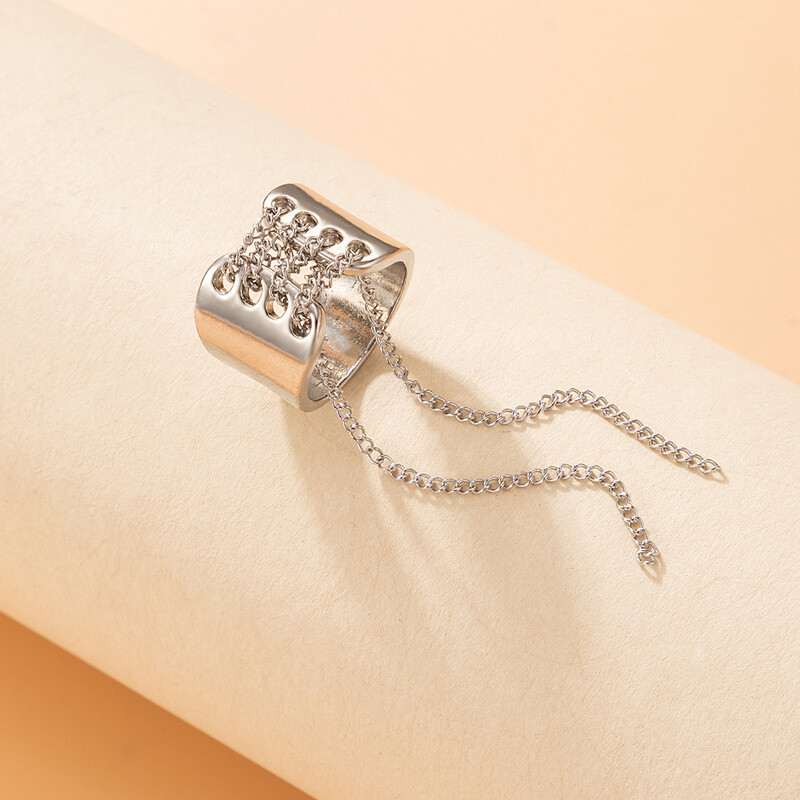 Gothic Wide Edge Chain Tassel Rings Hip Hop Punk Vintage Opening ...