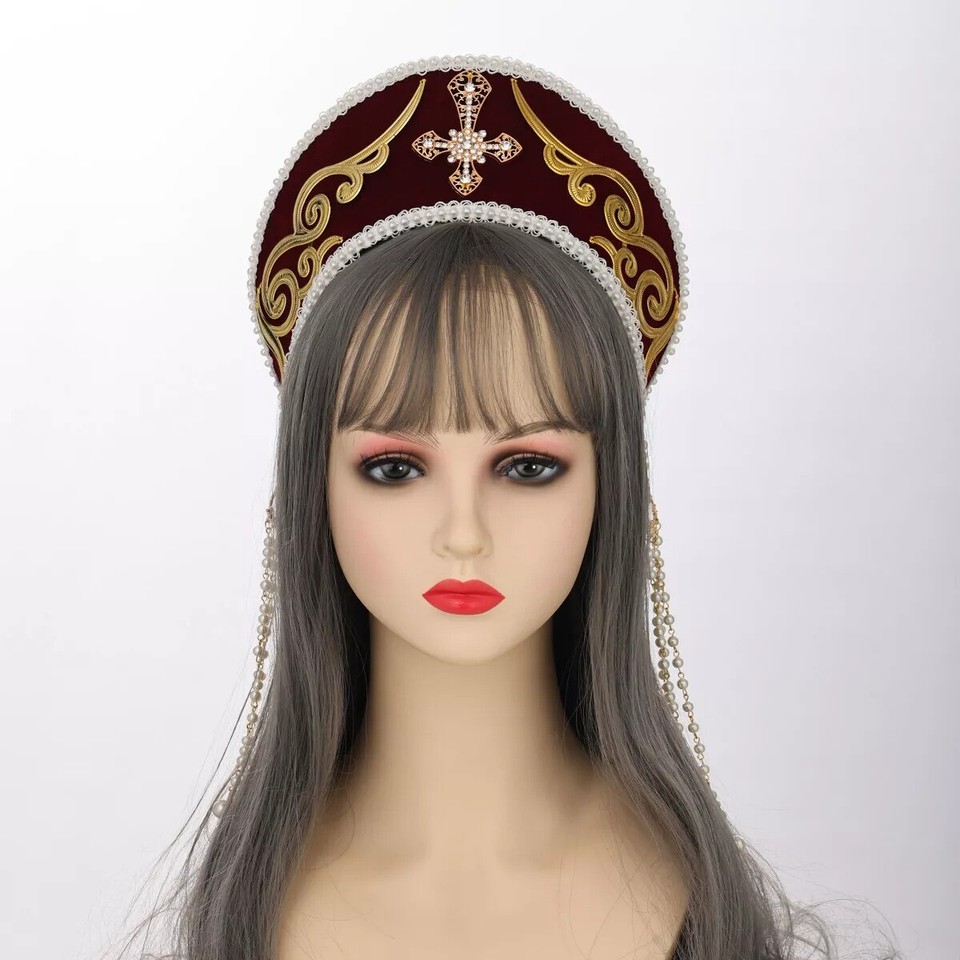 Renaissance Tudor Headpiece with Cross Chain Medieval Royal French Hood ...