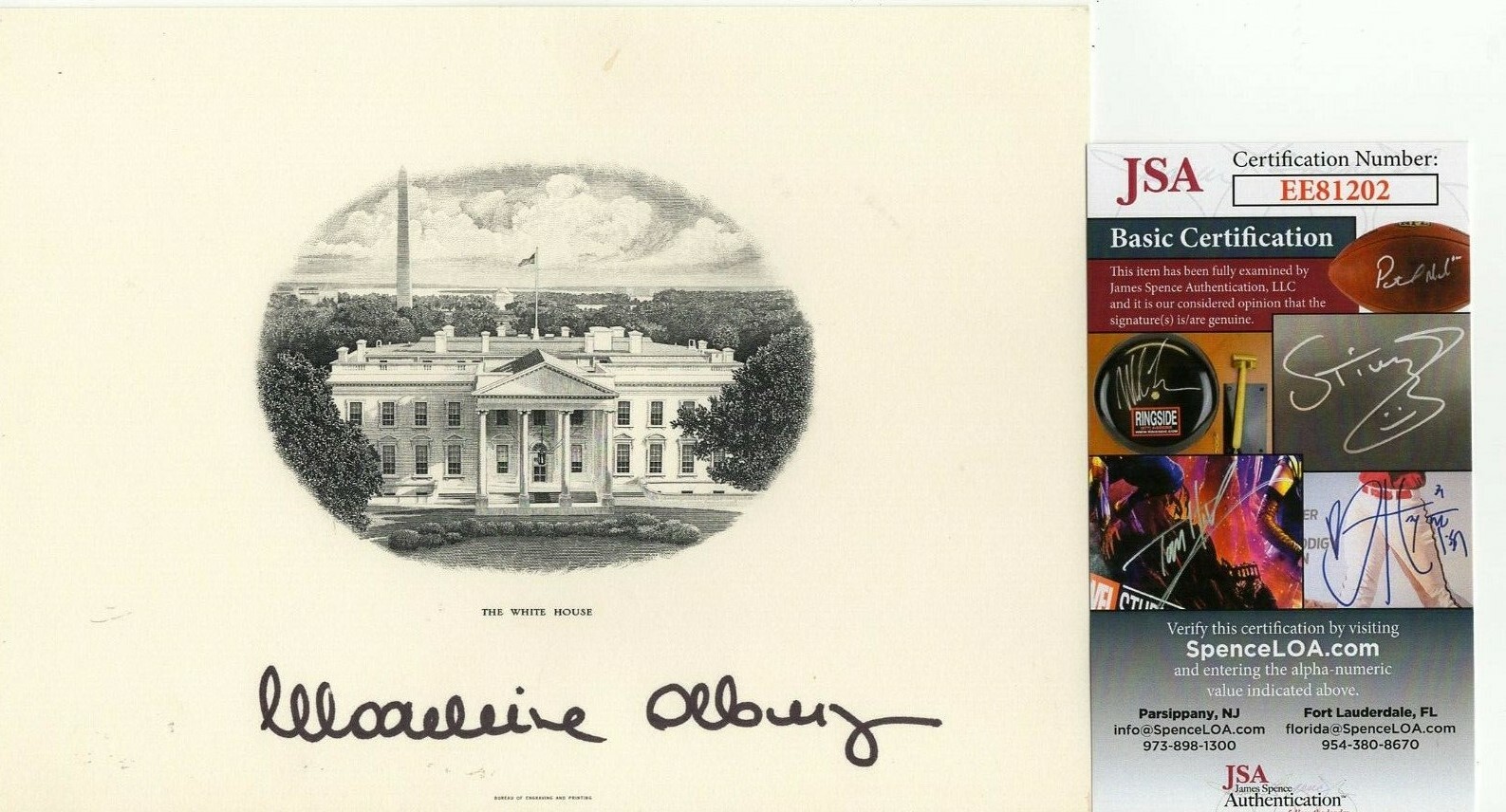 Madeleine Albright Signed BEP White House Engraving w/ JSA COA #EE81202 ...