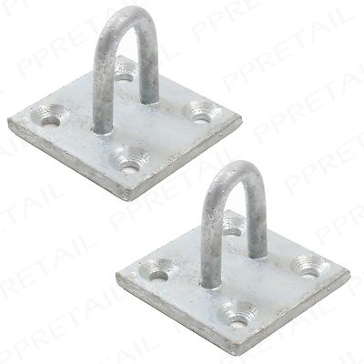 2x HEAVY DUTY Staple Eye Plate Loop Galv Boat Mooring Anchor Tie/Tether ...