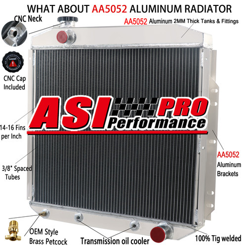 4 Row Aluminum Radiator For 1953-56 Ford F-100 F-250 F-350 Pickup GM l6 ...