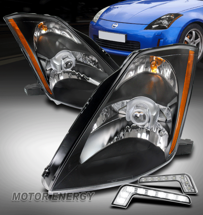 For 03-05 350Z Fairlady Z33 HID Projector Black Headlight Lamp w/LED ...