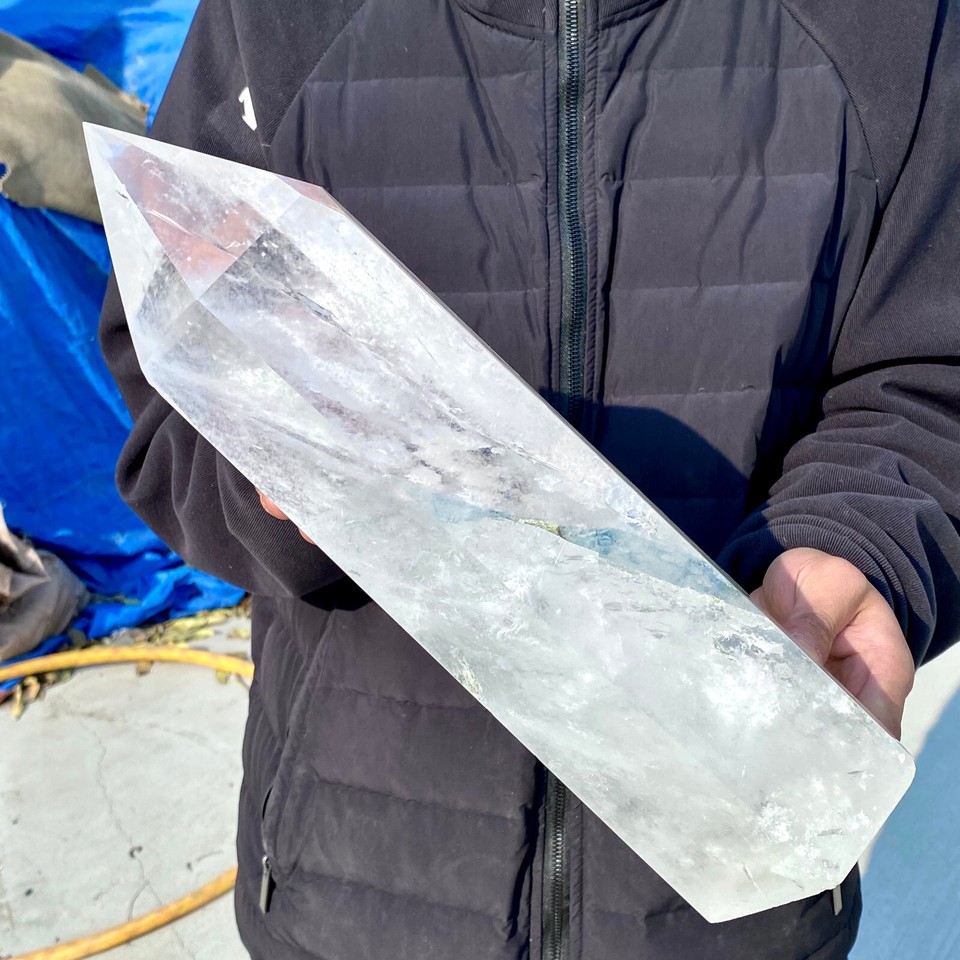 12.58LB Large Natural White crystal obelisk Crystal energy column Reiki ...