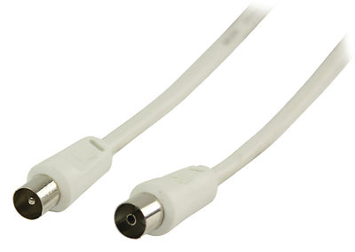 White 5m TV Aerial Extension Cable Male Coax Plug to Female Socket ...