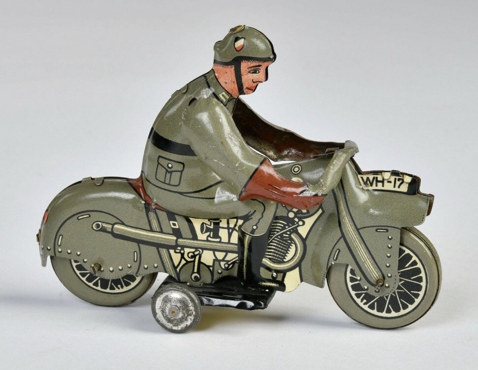 Vintage TIn Toy Motorcycle Soldier Rider. Made In Germany By HUKI In ...