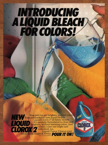 1987 Liquid Clorox 2 Detergent Vintage Print Ad/Poster Retro 80s Home ...