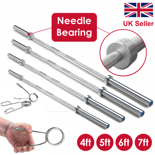 Olympic Barbell Bar 2" inch Spring Clips Gym Weight Lifting 4FT 5FT 6FT ...