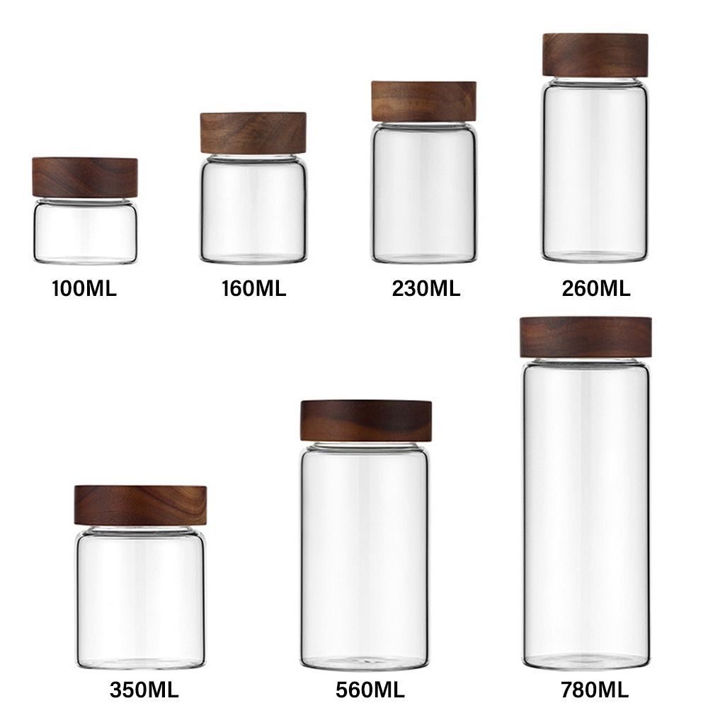 Grain Acacia Wood Containers Split Bottle Storage Pots Sealed Can Spice ...
