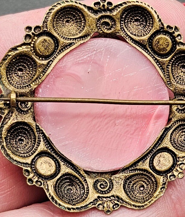 Antique Arts & Crafts Neiger Style Pink Satin Czech Art Glass Brooch | eBay