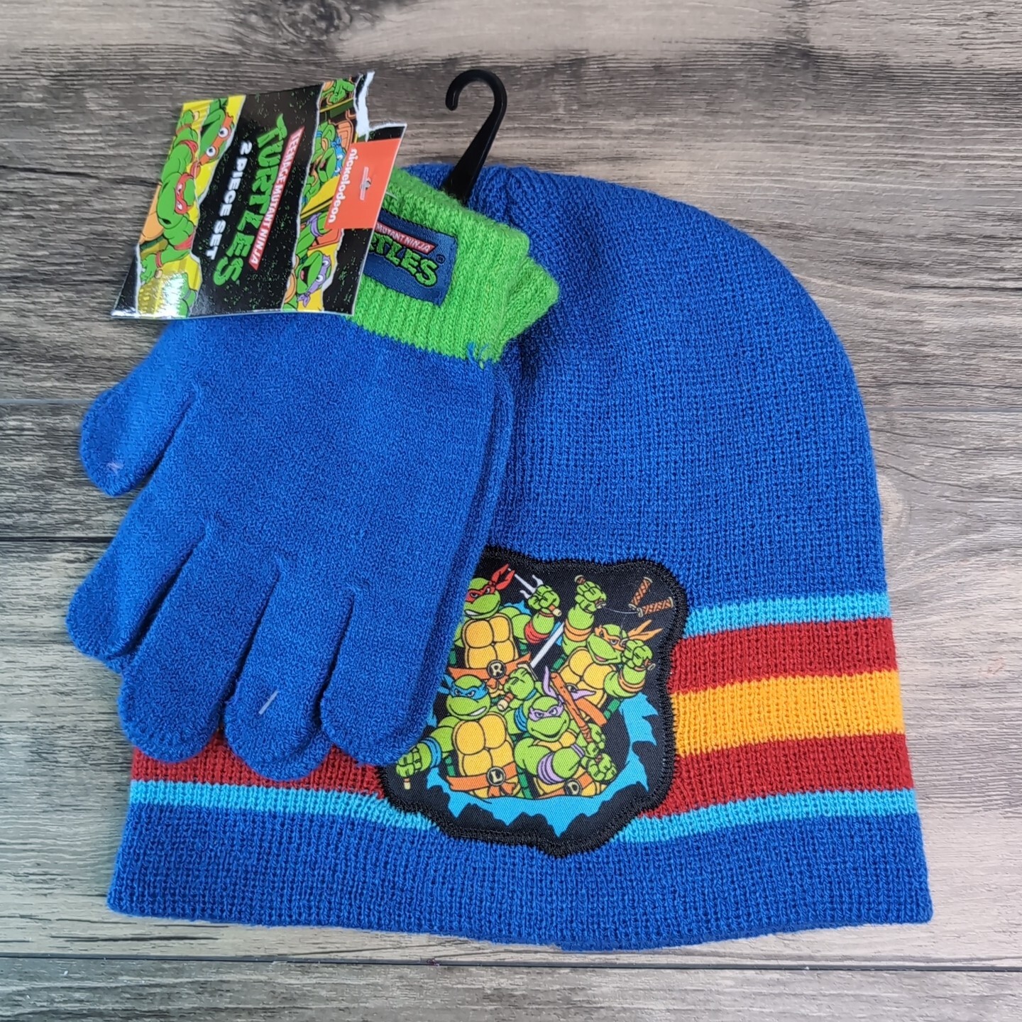 Retro Teenage Mutant Ninja Turtles Winter Knit Hat & Gloves TMNT Set ...