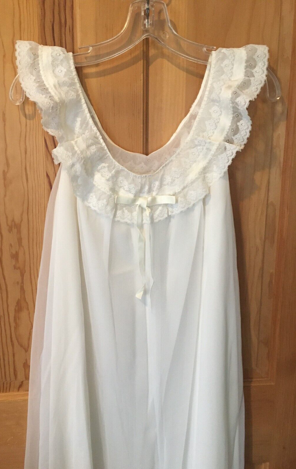 VTG 60s SHADOWLINE WHITE SHEER CHIFFON OVERLAY NYLON … - Gem
