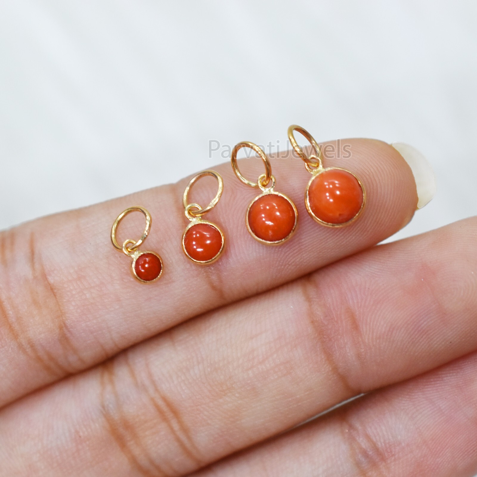 Natural Italia Coral Gemstone 18K Solid Gold Christmas Gift Women ...