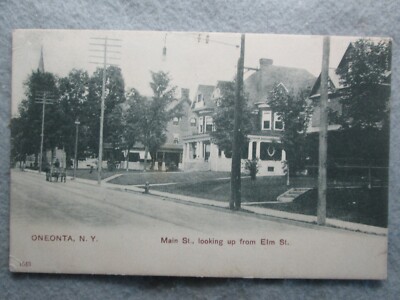 Main Street, Looking Up From Elm Street, Oneonta, New York UDB Postcard ...