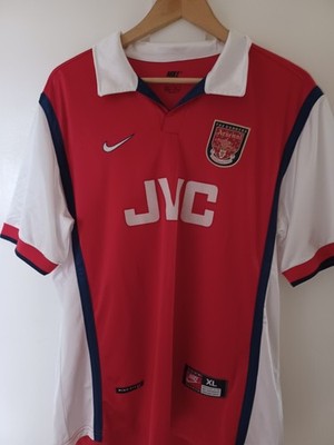 Arsenal FC Retro JVC Shirt Nike Red/White Size XL Vintage Style (H21 ...