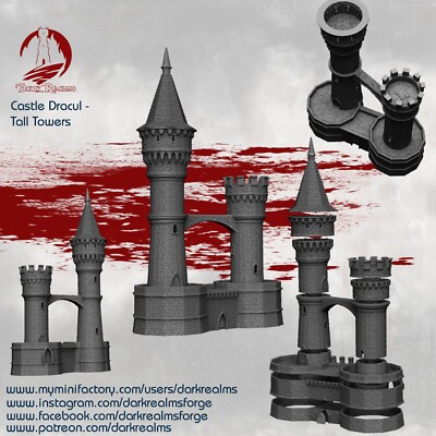 3D Printed Dark Realms Castle Dracul Towers (28mm-32mm Scale) [PTO] | eBay