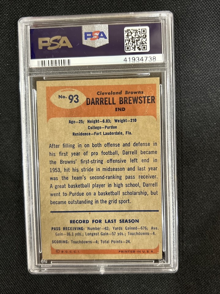 1955 Bowman #93 Darrell Brewster RC Rookie PSA 6 EX-MT Cleveland Browns Purdue | eBay