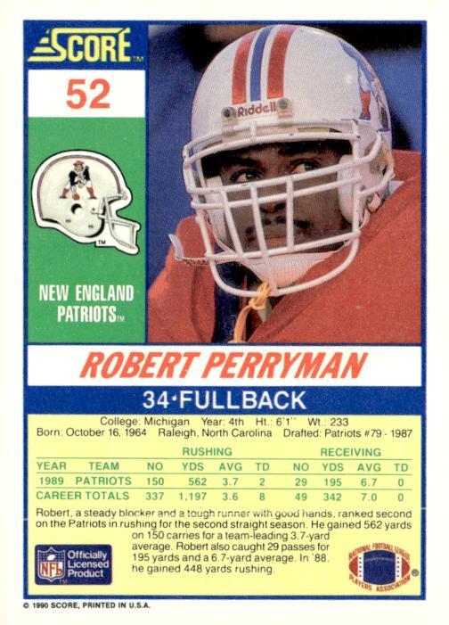 1990 Score #52 Robert Perryman | eBay