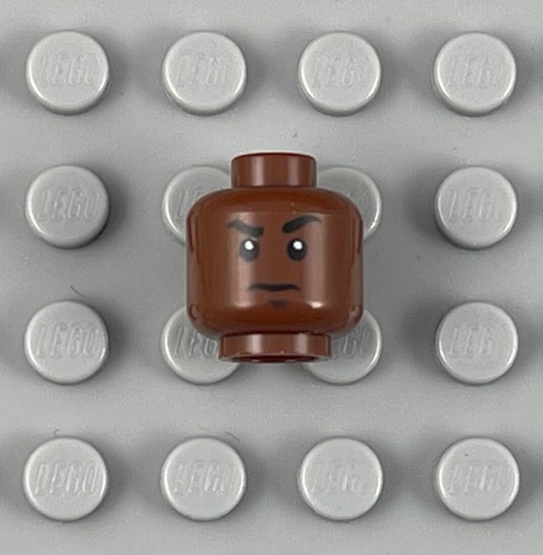LEGO Male BROWN DARK FLESH DUAL SIDED MINIFIGURE HEAD W/ STERN & ANGRY ...
