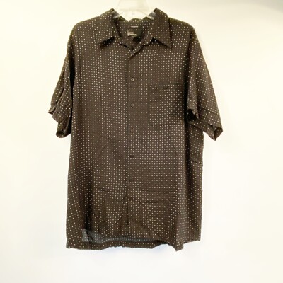 Marc Edwards Men's Short Sleeve Shirt Rayon Size XL Black Stars Pattern ...